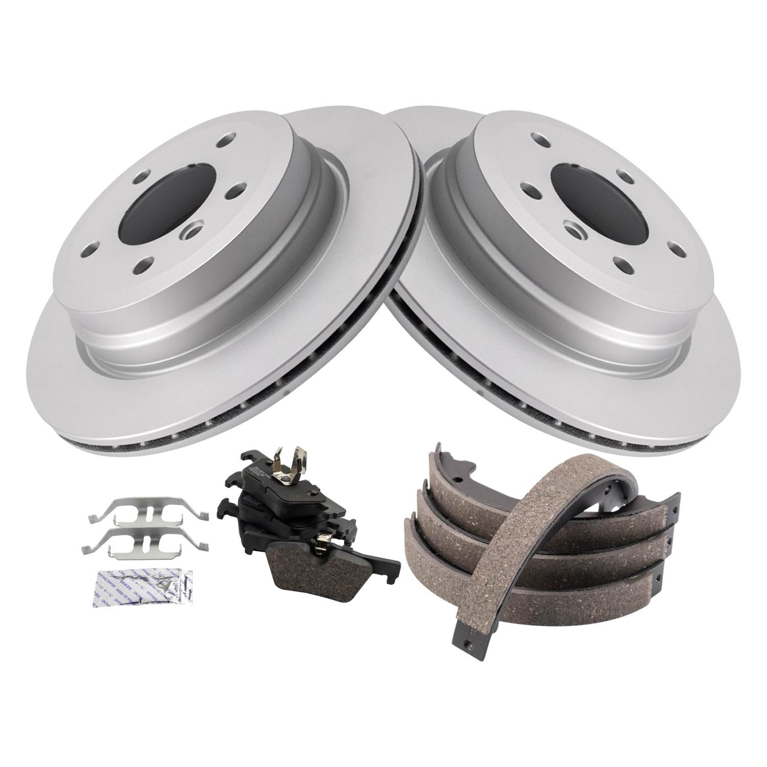 TRQ® BKA36392 - Rear Disc Brake Kit with Ceramic Pads and Shoes