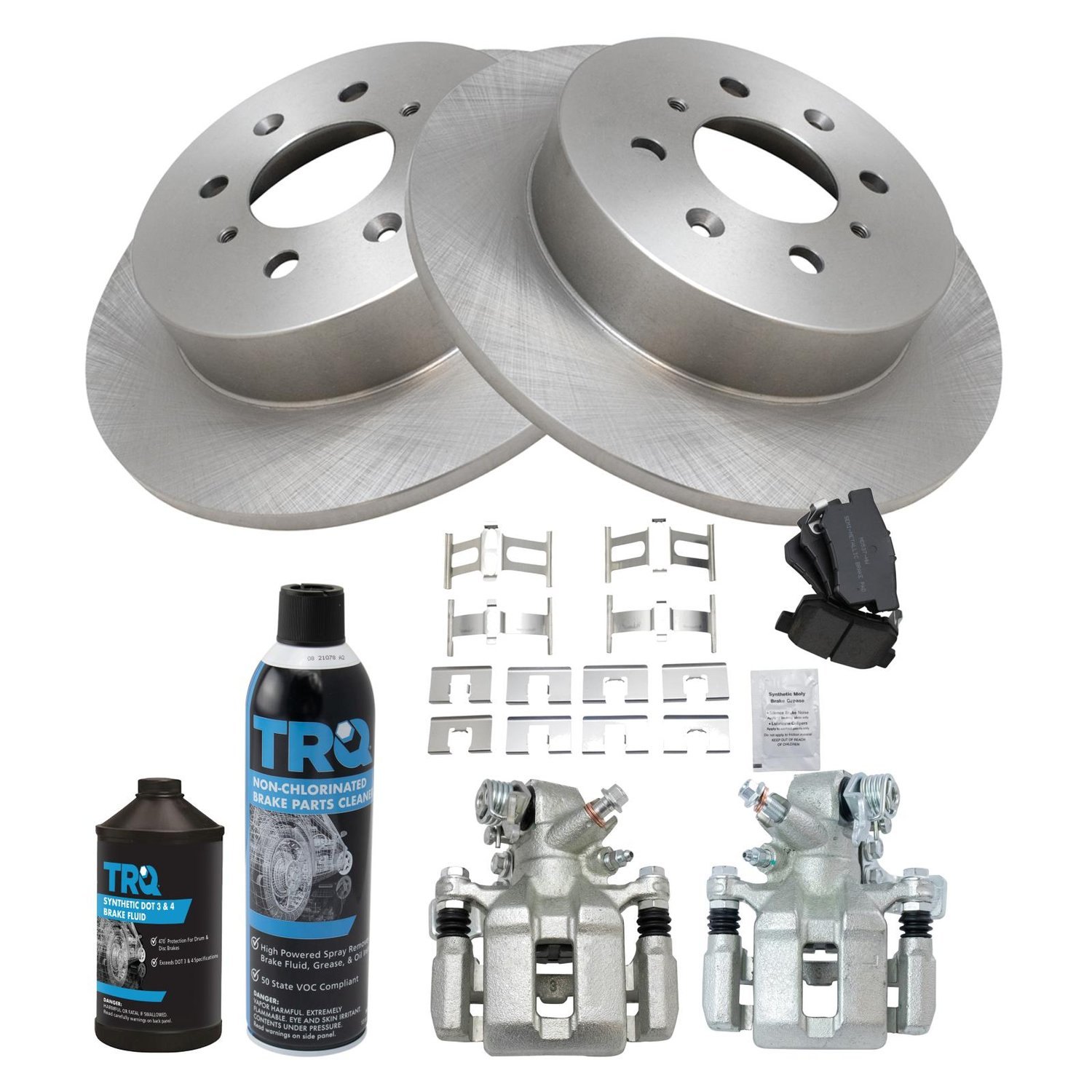 TRQ® BKA49314 - Rear Disc Brake Kit with Semi-Metallic Pads and Calipers
