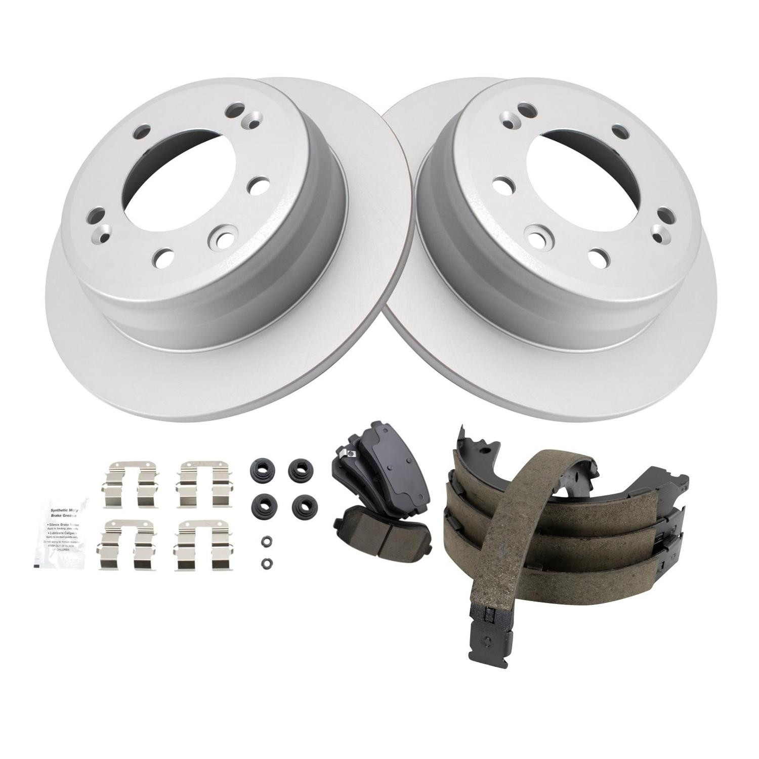 TRQ® BKA53926 - Rear Disc Brake Kit with Ceramic Pads and Shoes