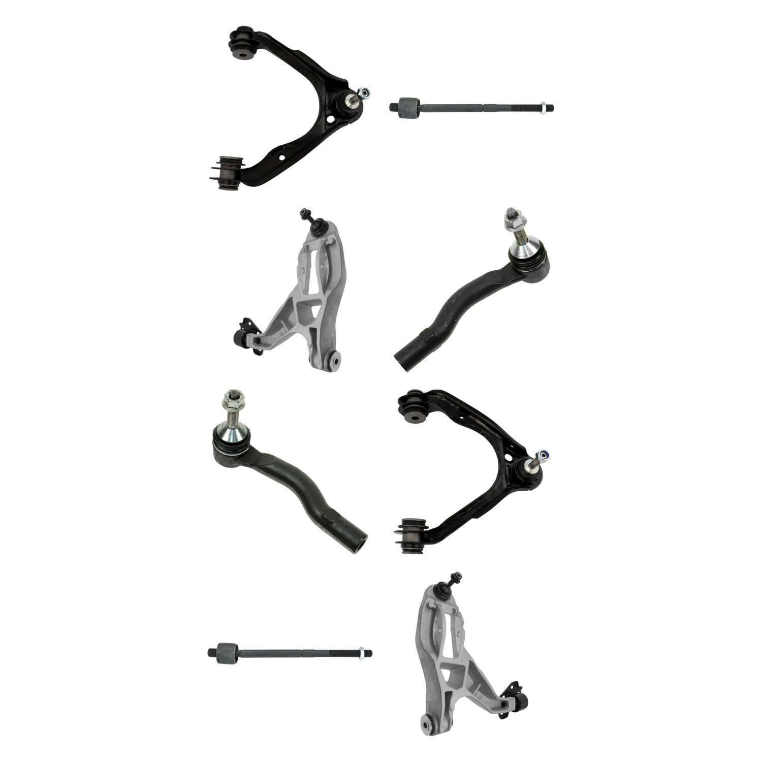 TRQ® BNDL-187181 - Front Lower and Upper Control Arm with Ball Joint and Tie Rod End Kit