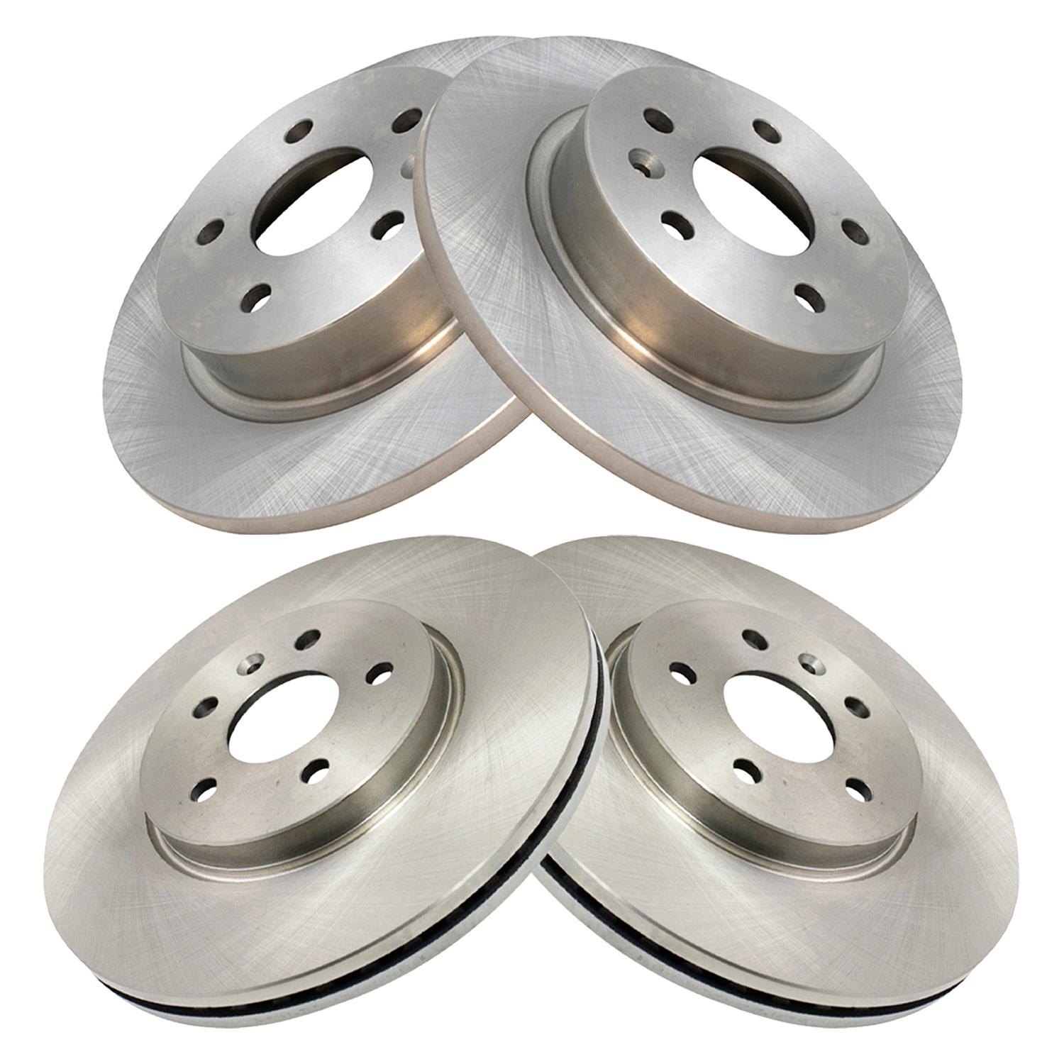 TRQ® BRA15386 - Plain Front and Rear Disc Brake Rotors