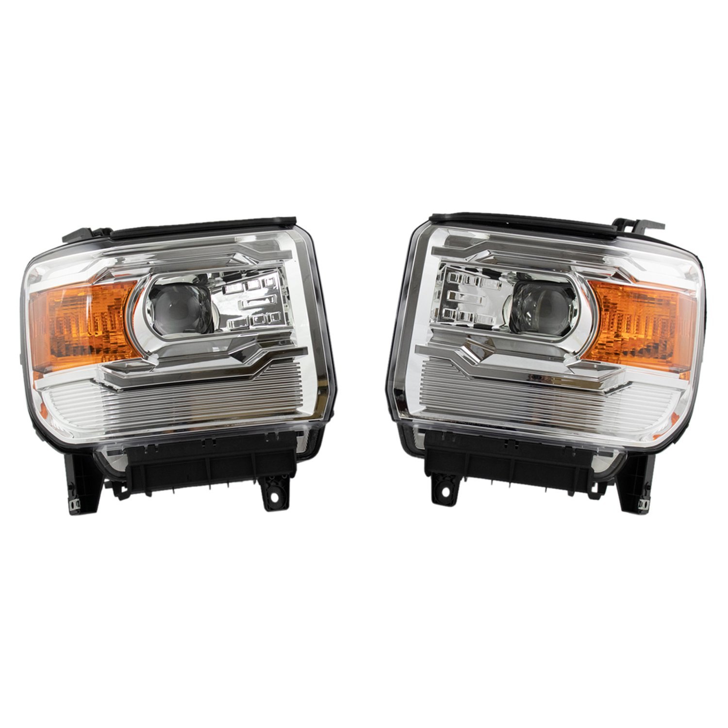 TRQ® HLA83087 - Black/Chrome Projector Headlights