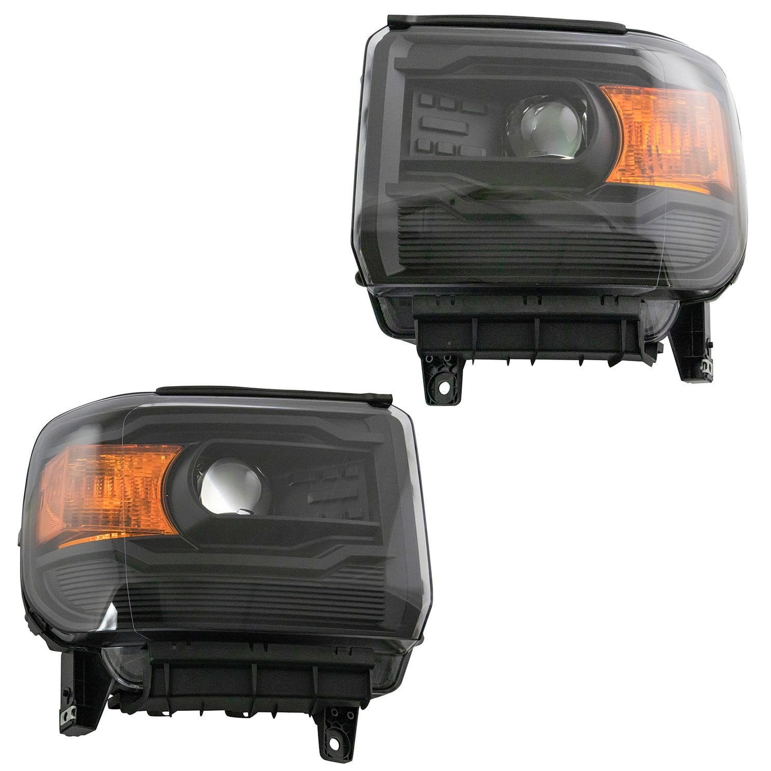 TRQ® HLA83088 - Driver and Passenger Side Black/Chrome Projector Headlights