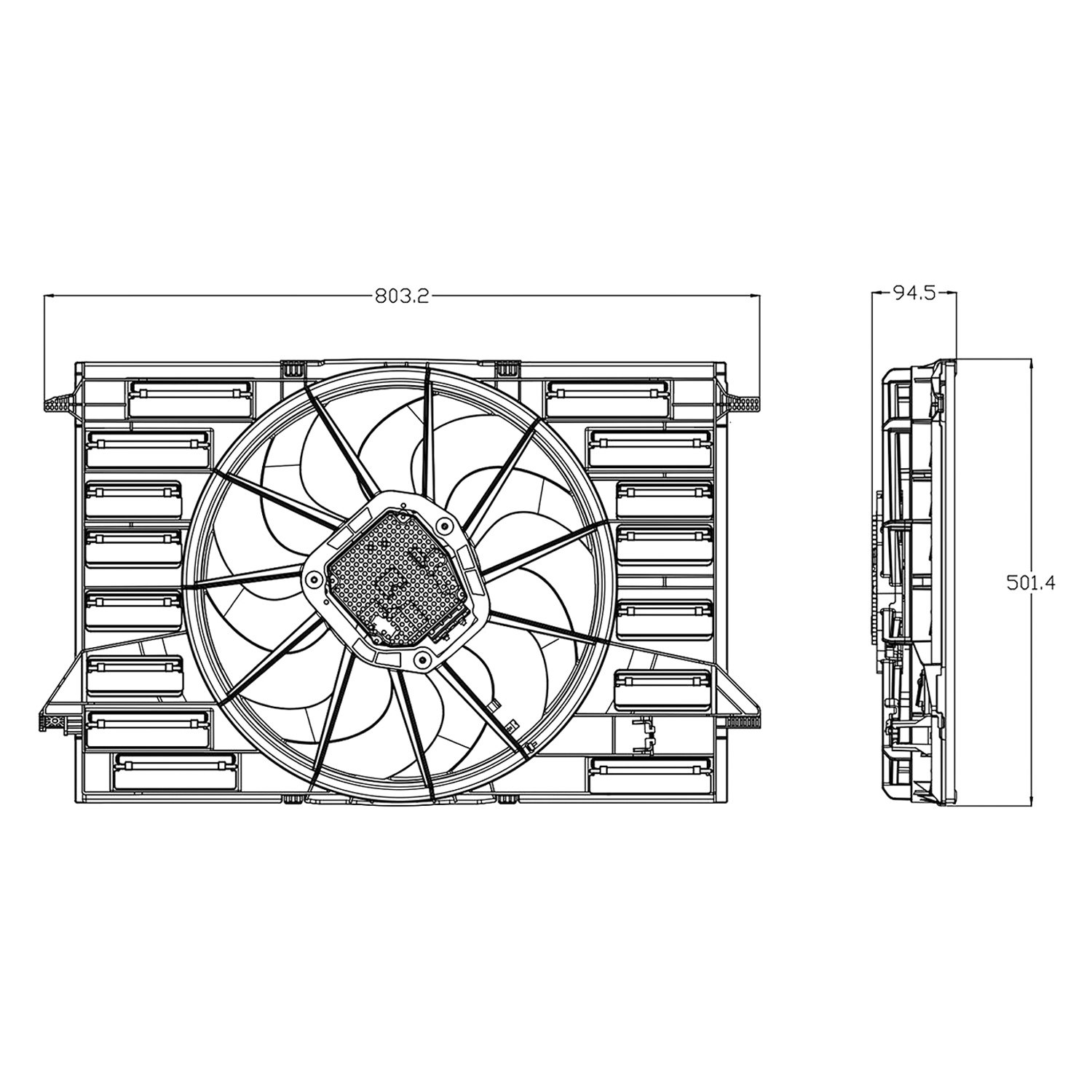 TYC® 625080 - Dual Radiator and Condenser Fan Assembly