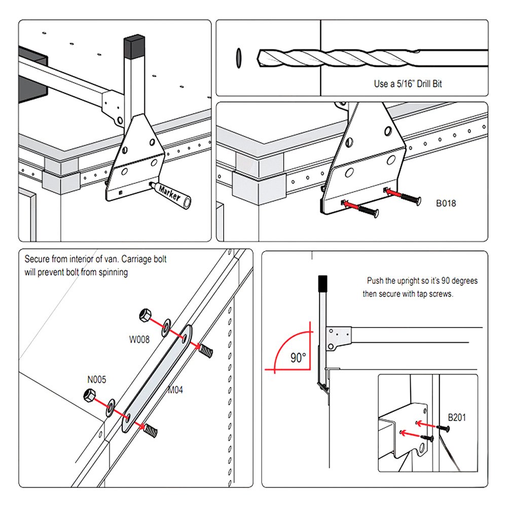 Vantech® C46004160W - H1 Series™ 4-Bar Ladder Roof Rack System for Box ...