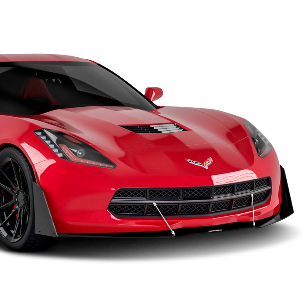 Vicrez® vz101428-GC - V3R Style Front Bumper Splitter with Support Rods