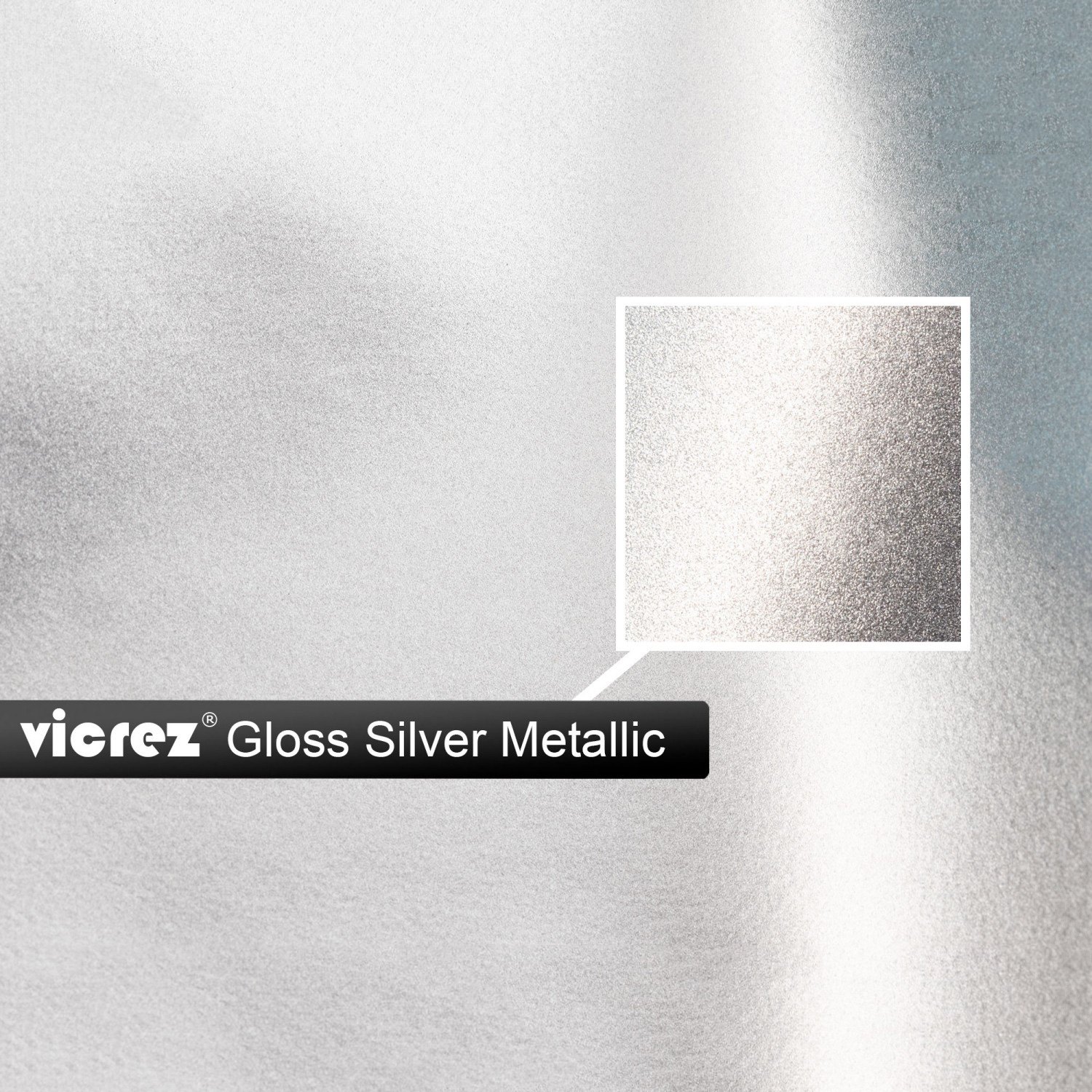 Vicrez® vzv10146-25 - 5' x 25' Silver Metallic Vinyl Car Wrap Film