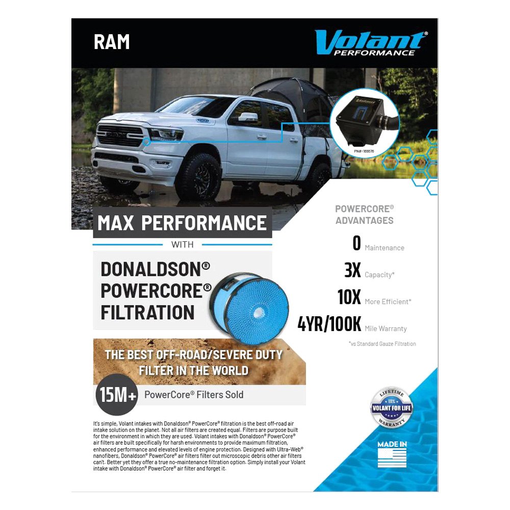 Volant® 16457D - Plastic Black Air Intake System with DryTech 3D Red Filter