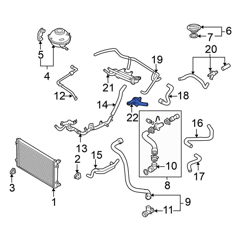 Volkswagen OE 038121132C - Engine Coolant Outlet Flange