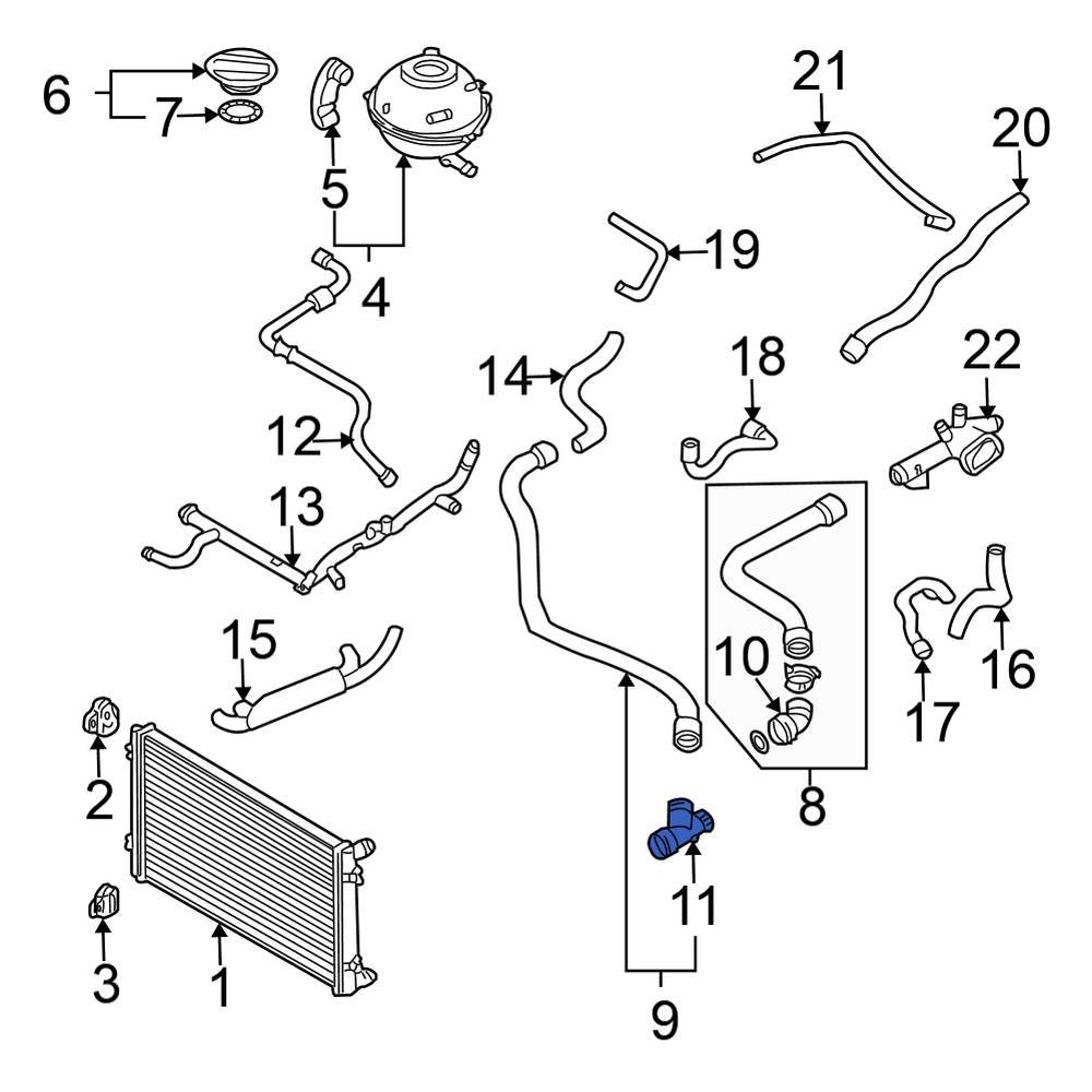 Volkswagen OE 6Q0122291F - Lower Radiator Coolant Hose Adapter
