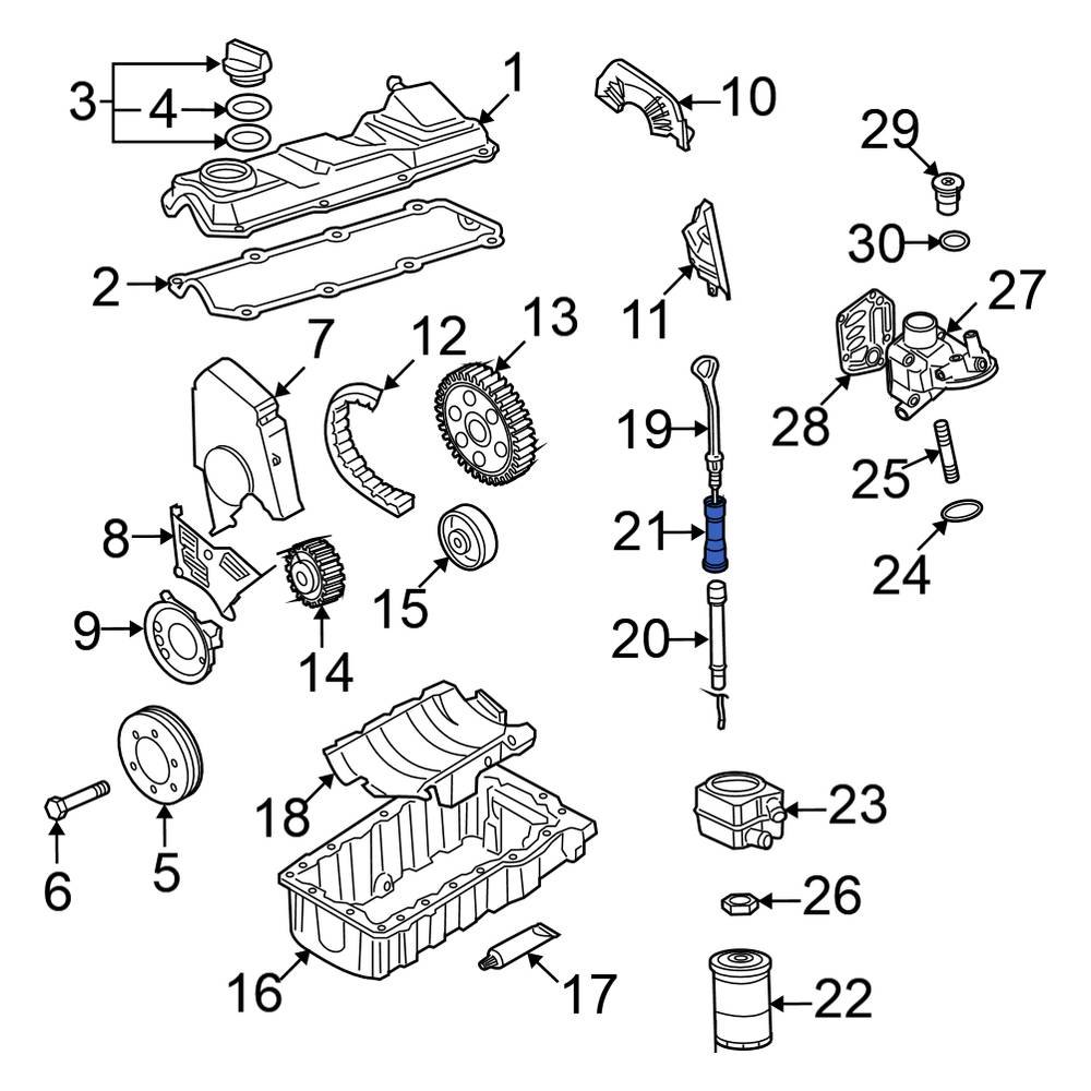 Volkswagen OE 06A103663C - Upper Engine Oil Dipstick Tube