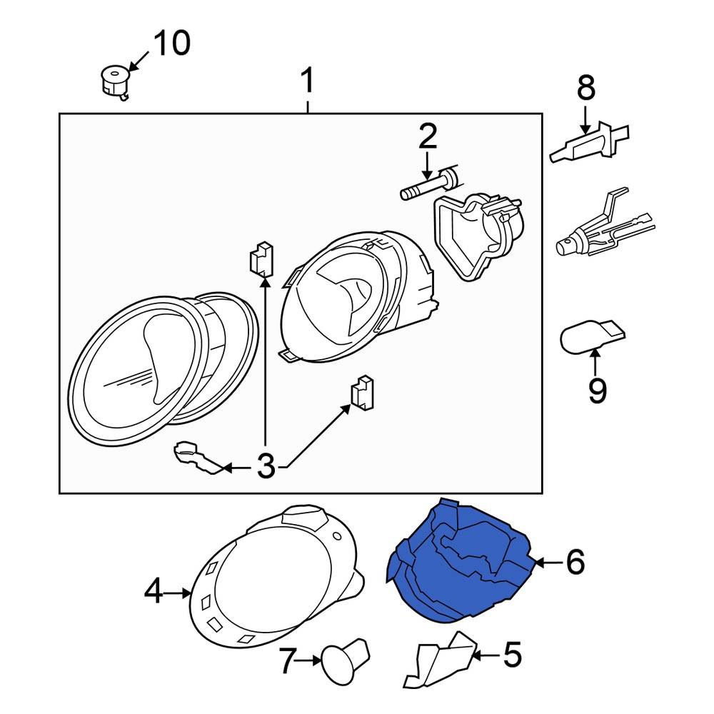 Volkswagen OE 1C0941053 - Front Left Headlight Housing