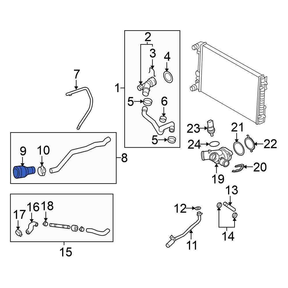 Volkswagen OE 6Q0122291F - Lower Radiator Coolant Hose Adapter