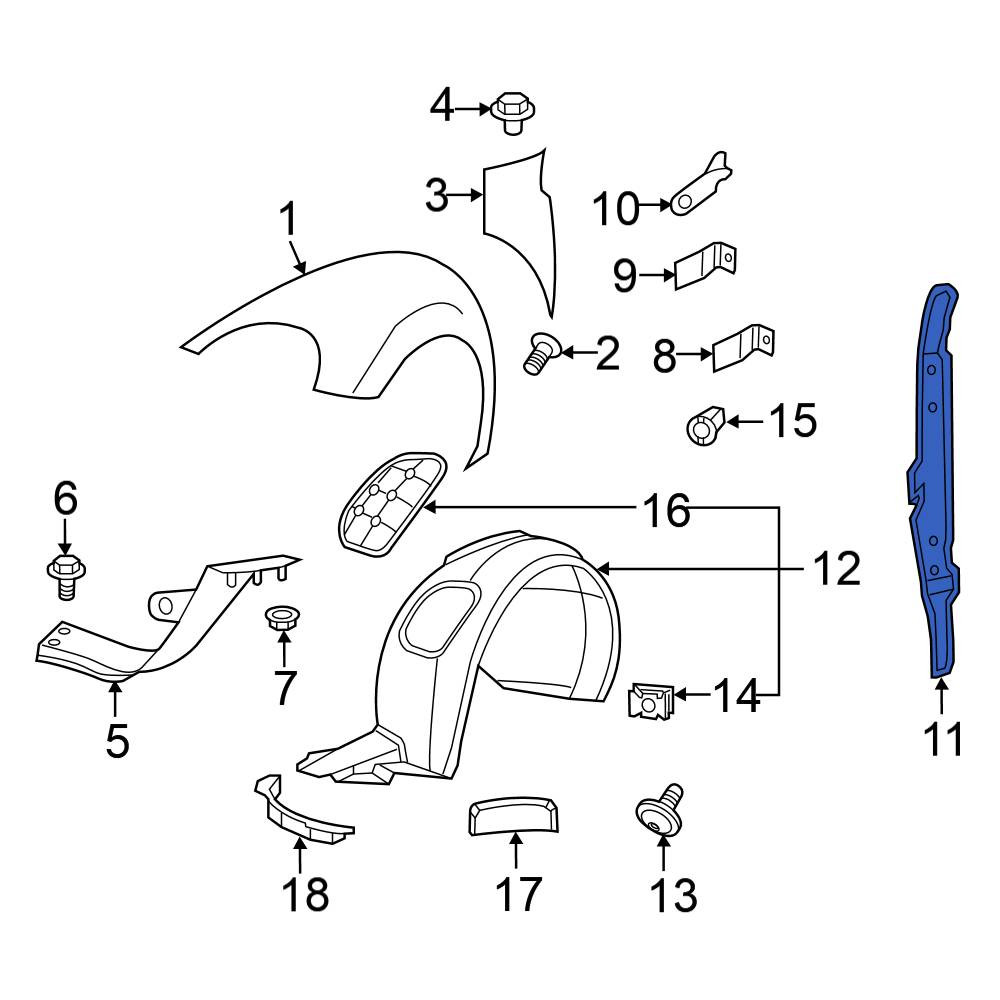 Volkswagen OE 5C5821111 - Front Left Fender Filler Panel