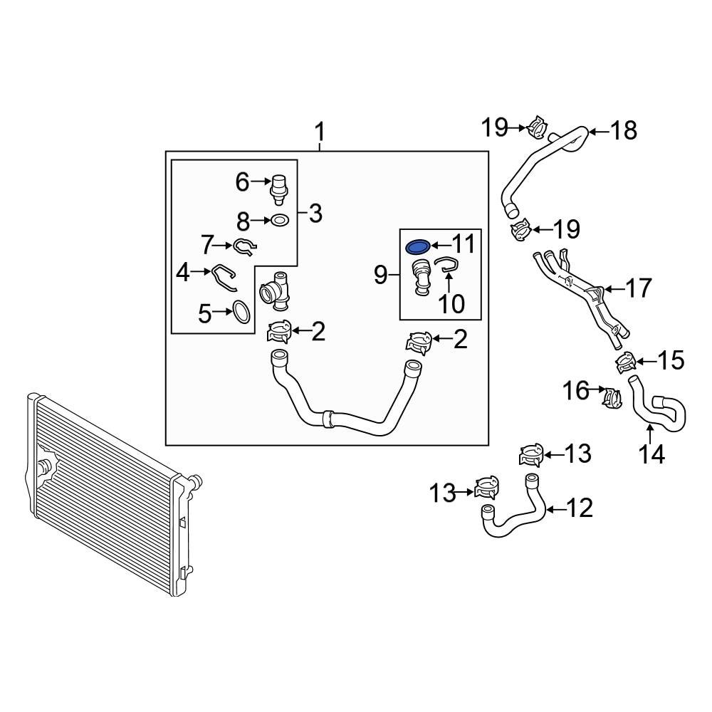Volkswagen OE 4E0121666 - Radiator Coolant Hose Seal