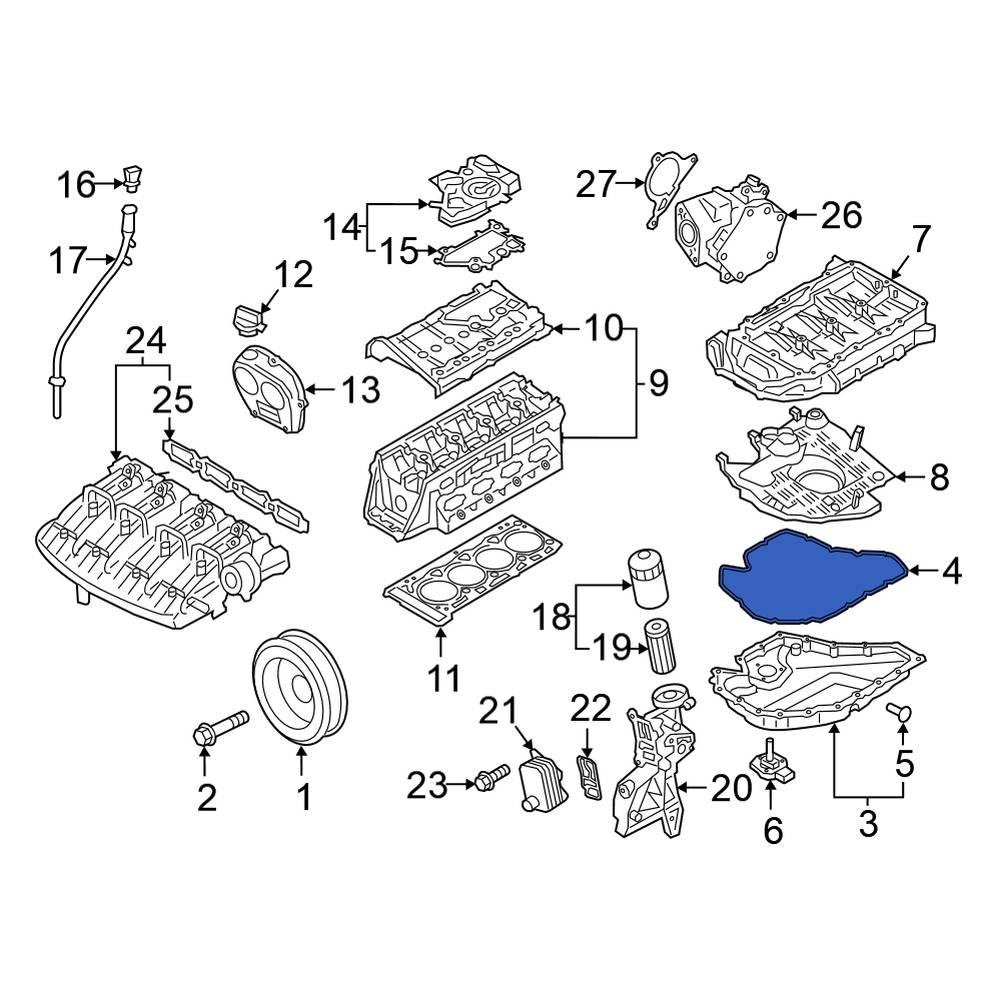 Volkswagen OE 06K103649J - Lower Engine Oil Pan Gasket