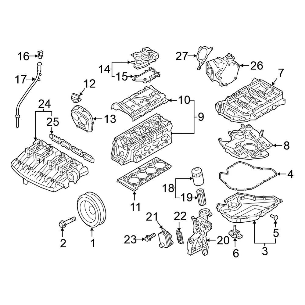 Volkswagen OE 06K103649J - Lower Engine Oil Pan Gasket