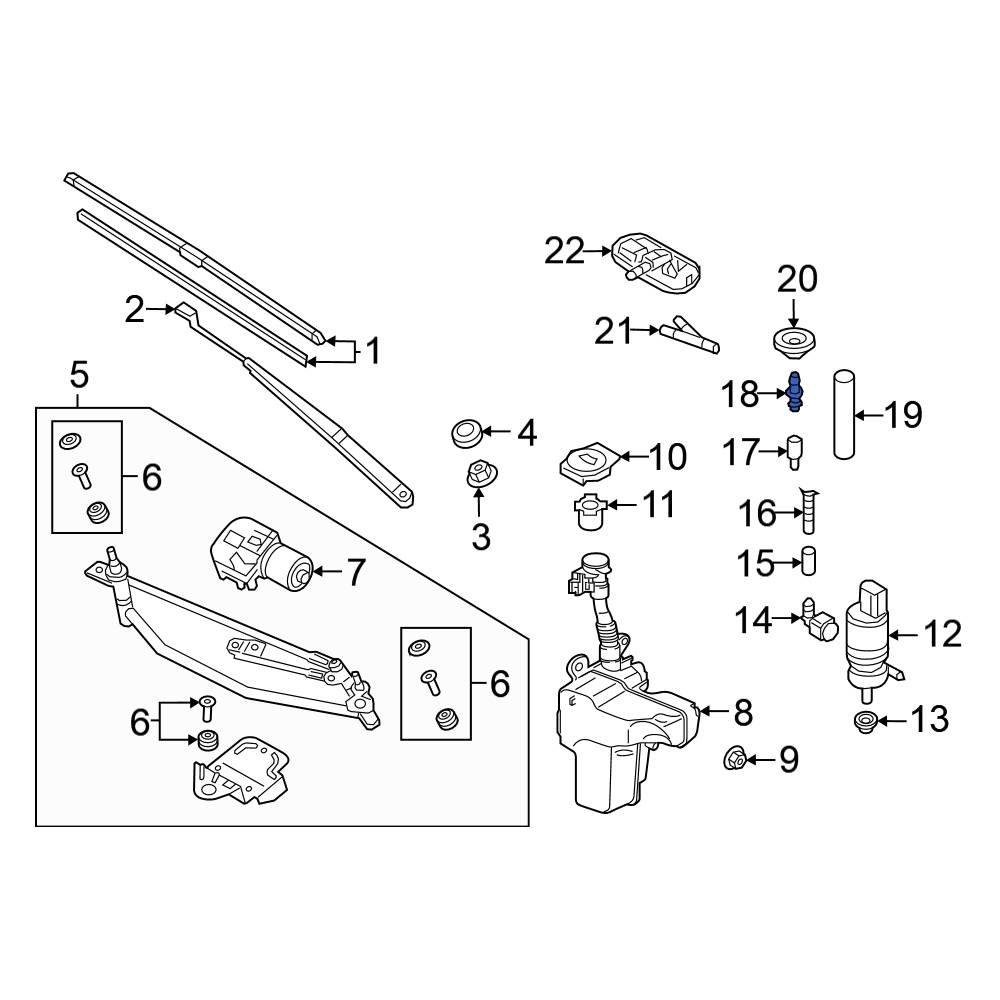 Volkswagen OE 1J0955875R - Front Windshield Washer Hose Connector
