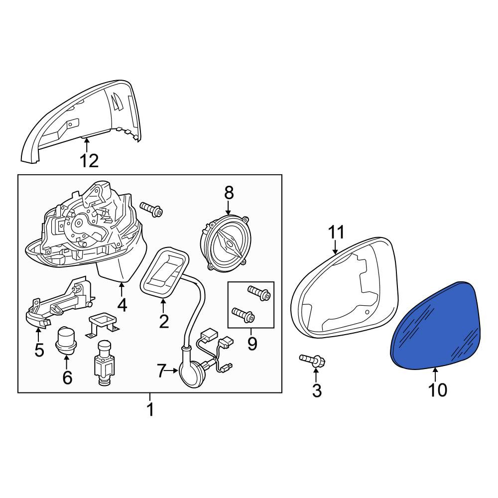 Volkswagen OE 7P6857521 - Front Left Door Mirror Glass