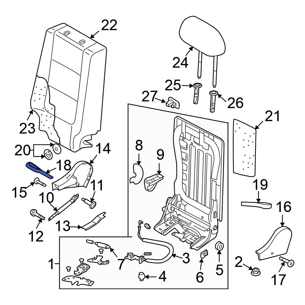 Volkswagen OE 5M0885093F9B9 - Rear Left Outer Seat Back Recliner ...
