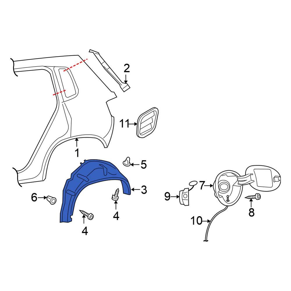 Volkswagen OE 5N0810971 - Rear Left Quarter Panel Splash Shield