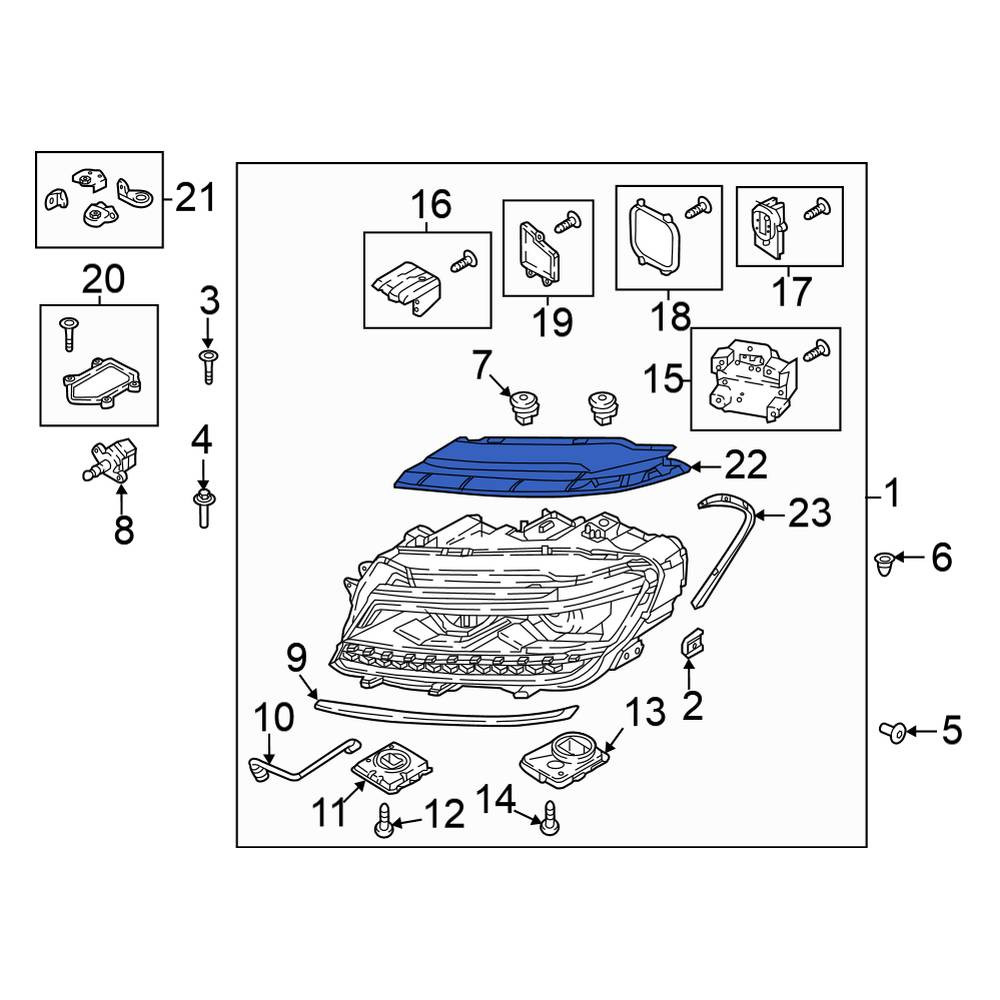 Volkswagen OE 5NA998120 - Front Right Upper Headlight Molding
