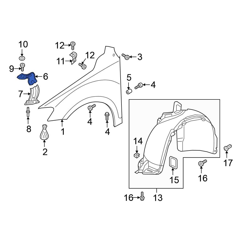 Volkswagen OE 5NA821184 - Front Right Upper Fender Bracket