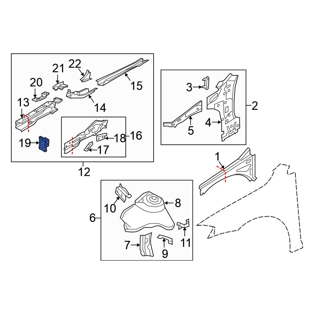 Volkswagen OE 5Q0804181B - Front Left Frame Rail End