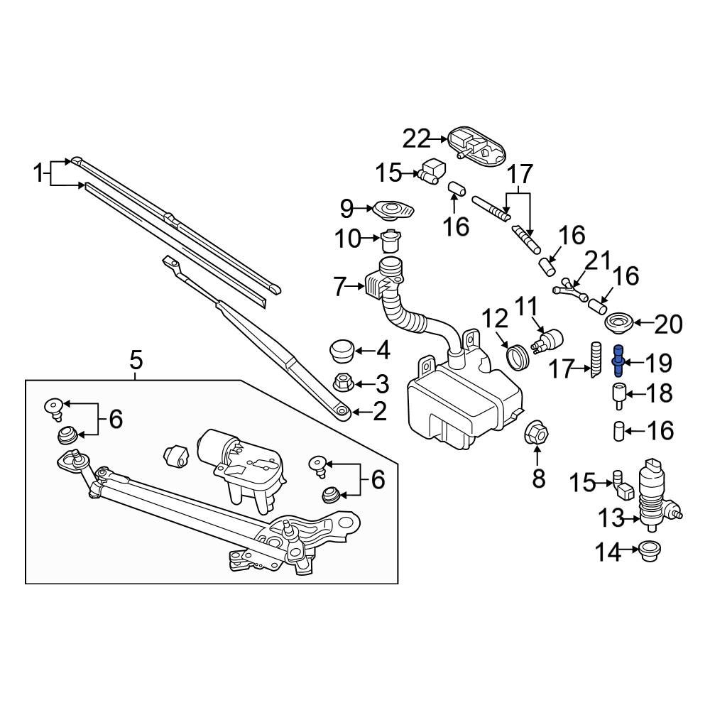 Volkswagen OE 1J0955875R - Front Windshield Washer Hose Connector