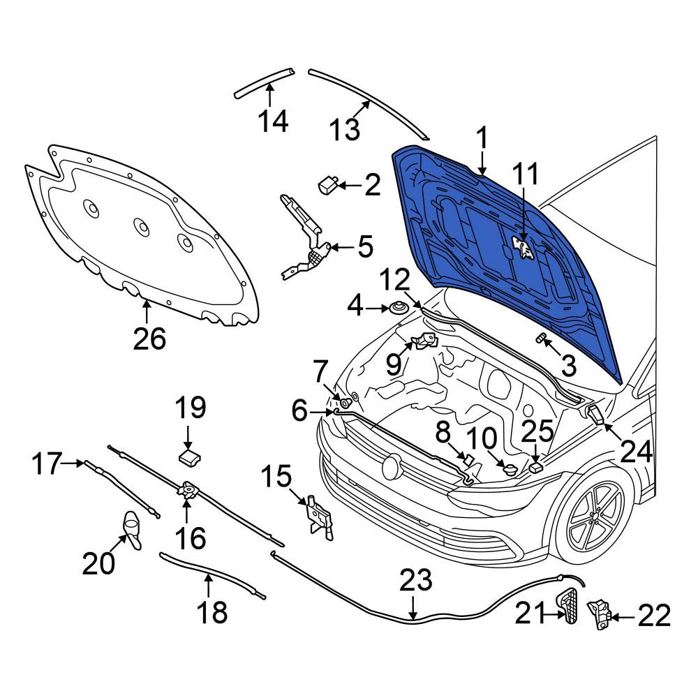 Volkswagen OE 5H0823031H - Front Hood Panel