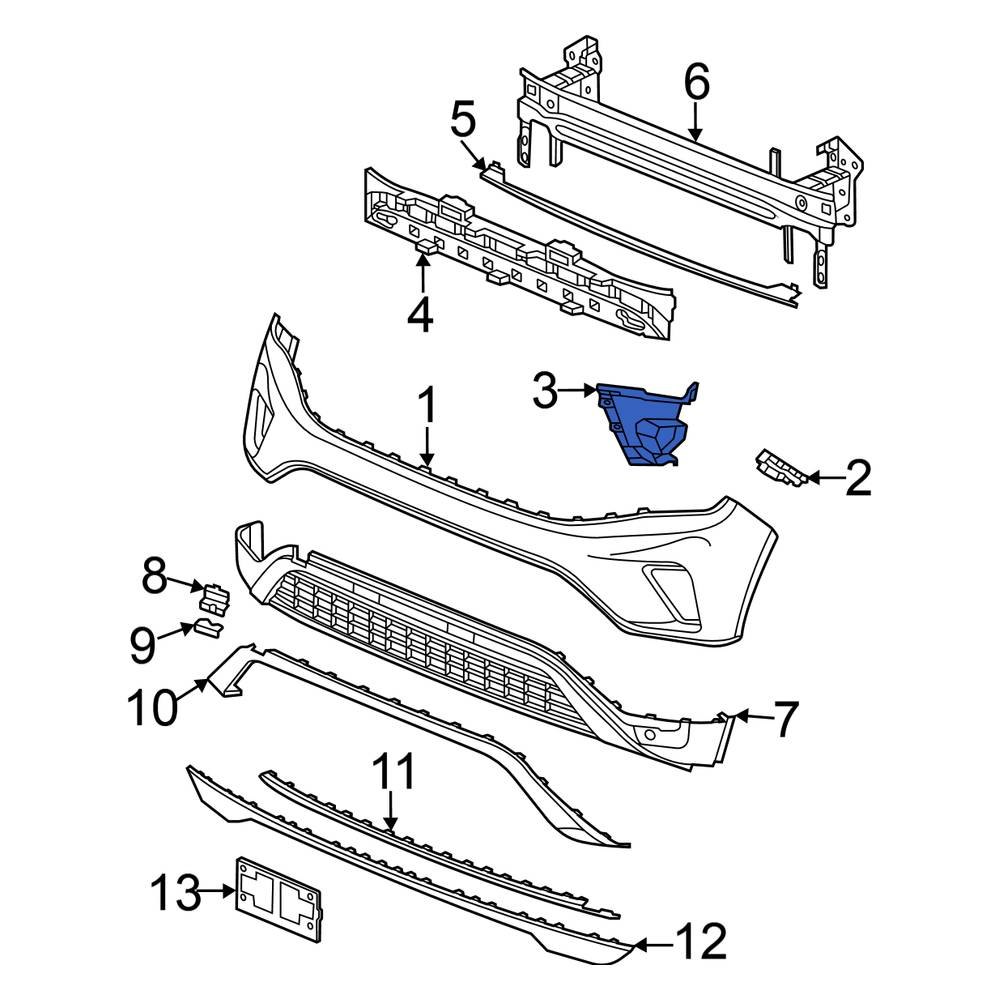 Volkswagen OE 3CM807884 - Front Right Bumper Cover Support Rail