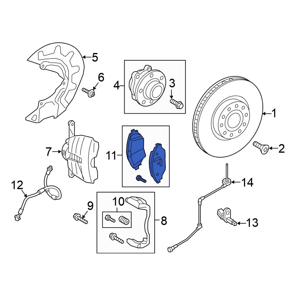 Volkswagen OE 3QF698151D - Front Disc Brake Pad Set