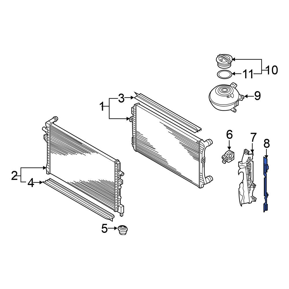 Volkswagen OE 5G0121331H - Left Radiator Support Air Deflector Seal