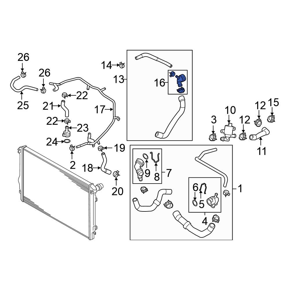 Volkswagen OE 5Q0122291BB - Left Center Radiator Coolant Hose Adapter