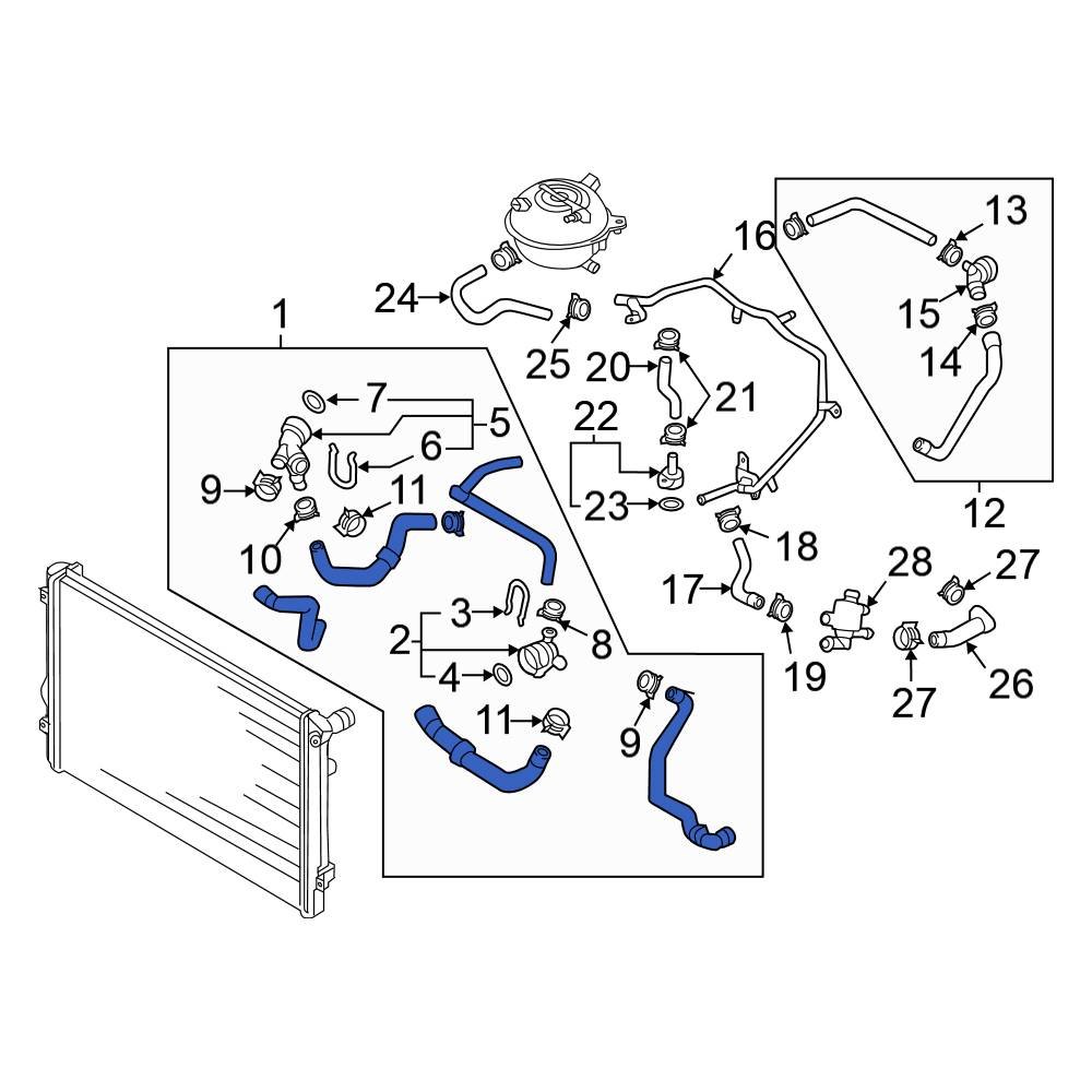 Volkswagen OE 5Q0122101DT - Upper Radiator Coolant Hose