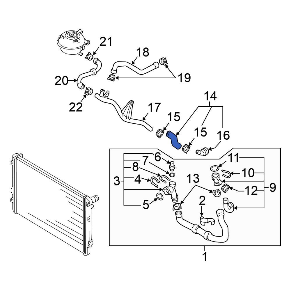 Volkswagen OE 5Q0122101DT - Upper Radiator Coolant Hose