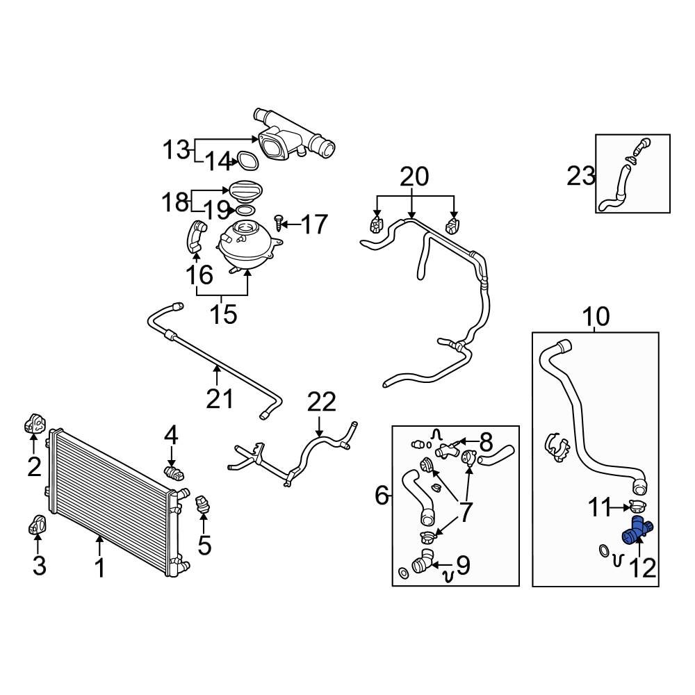 Volkswagen OE 6Q0122291F - Lower Radiator Coolant Hose Adapter