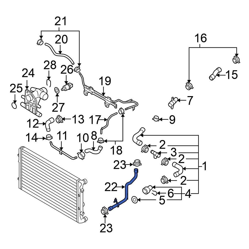 Volkswagen OE 1K0122101LA - Upper Radiator Coolant Hose