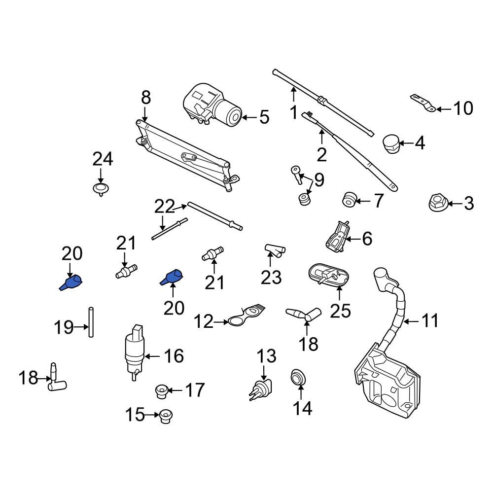 Volkswagen OE 1J0955875P - Front Windshield Washer Hose Connector