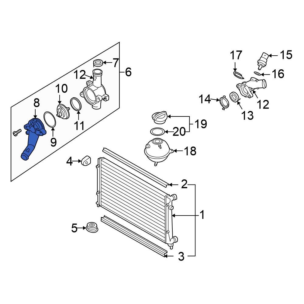 Volkswagen OE 07K121133E - Engine Coolant Outlet Flange