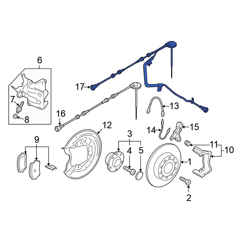 Volkswagen OE 1K0927903AE - Front Right ABS Wheel Speed Sensor Wiring ...