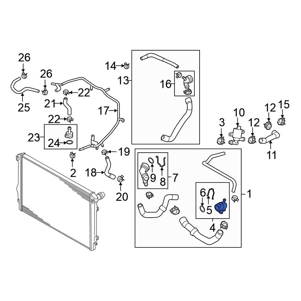 Volkswagen OE 2Q0122291K - Lower Radiator Coolant Hose Adapter