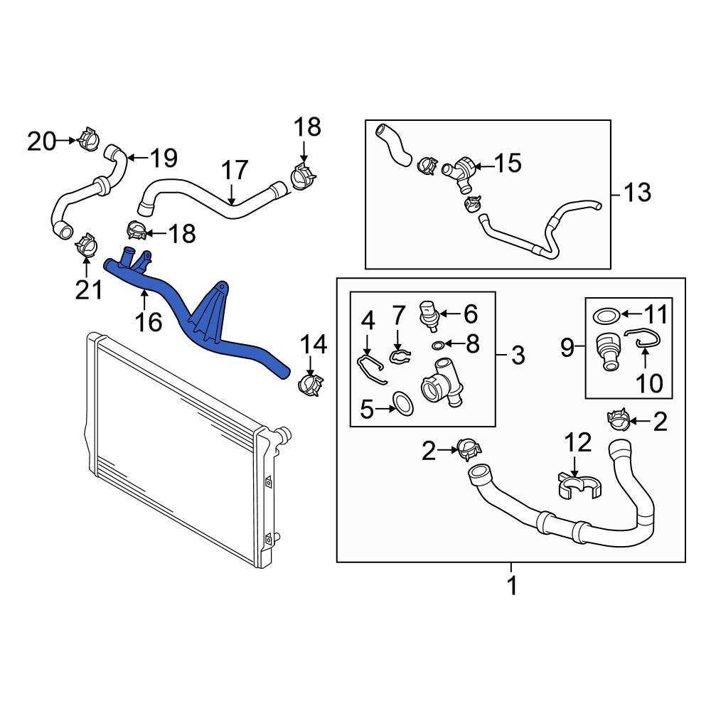Volkswagen OE 5Q0121070BR - Right Engine Coolant Pipe