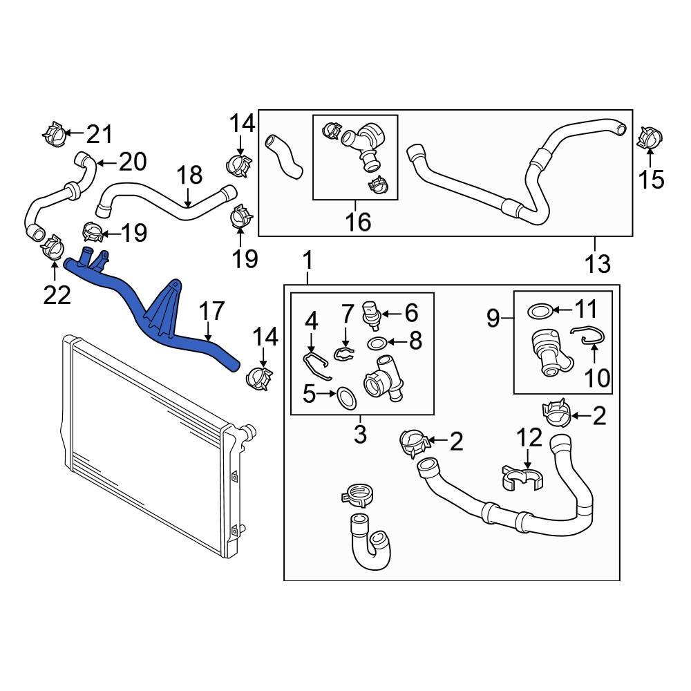 Volkswagen OE 5Q0121070BR - Right Engine Coolant Pipe
