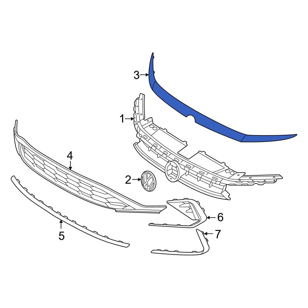 Volkswagen OE 17A853618AGRU - Front Upper Grille Molding