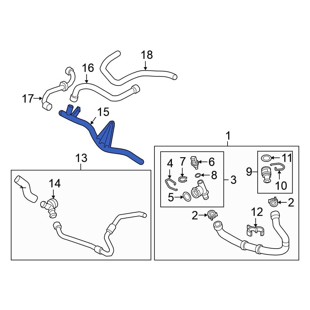 Volkswagen OE 5Q0121070BR - Right Engine Coolant Pipe
