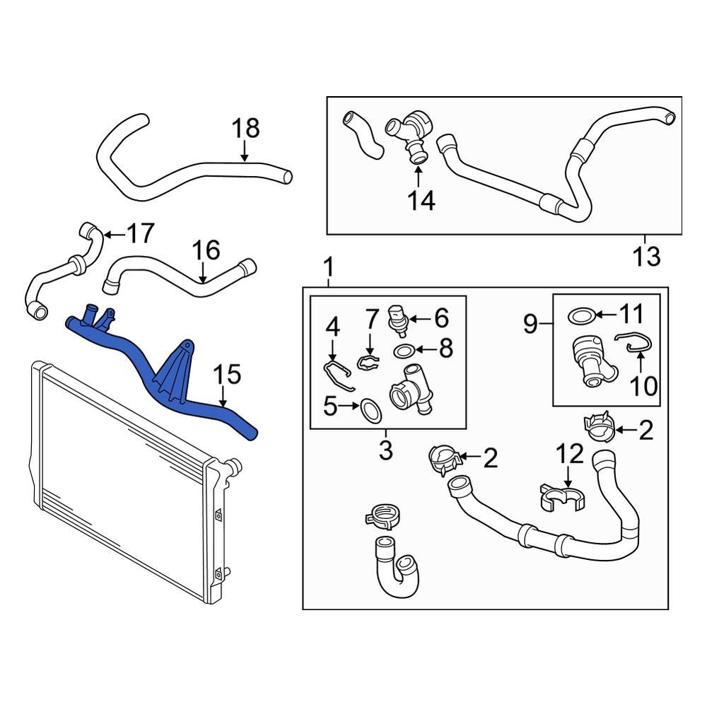 Volkswagen OE 5Q0121070BR - Right Engine Coolant Pipe