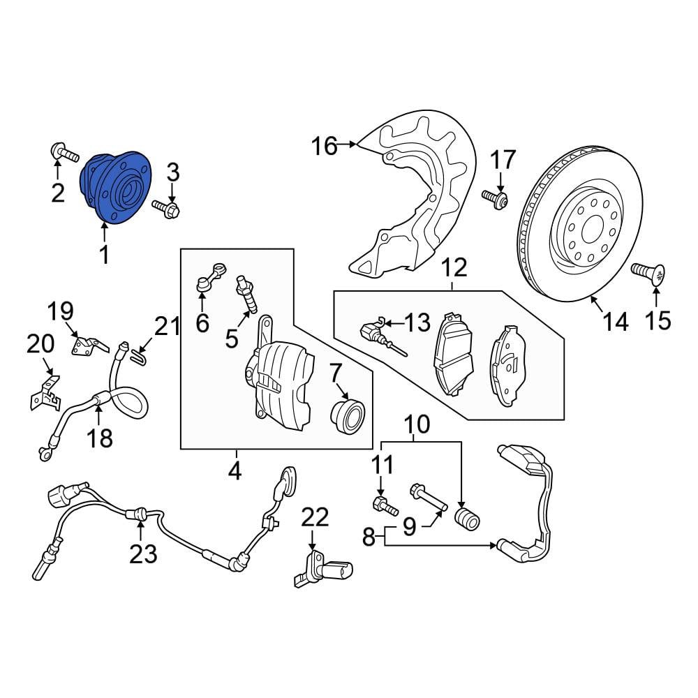 Volkswagen OE 5Q0407621F - Front Wheel Bearing and Hub Assembly