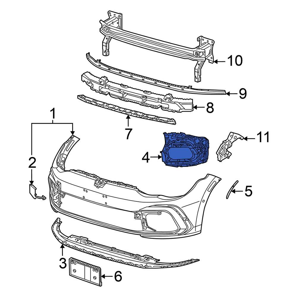 Volkswagen OE 5H0807723H - Front Left Bumper Cover Support Rail