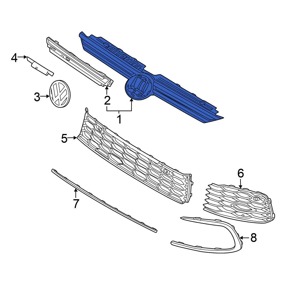 Volkswagen OE 5H0853651T041 - Front Upper Grille